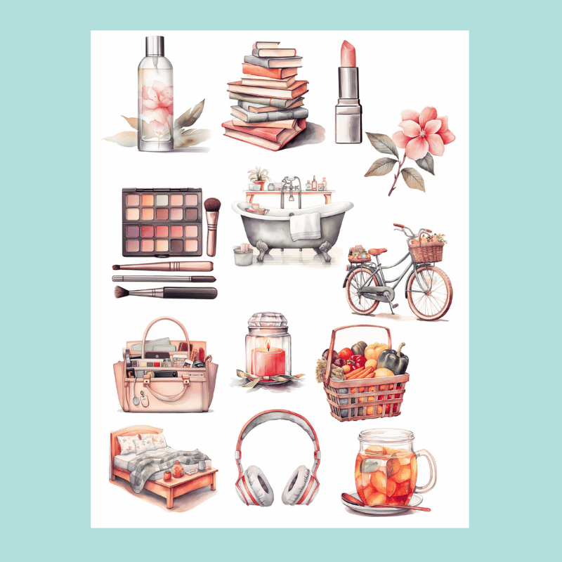 PLANTILLA DE STICKERS - 1 HOJA - Tulipan Azul Paper Garden